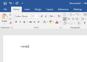 Generate Random Text or Lorem Ipsum Text in MS Word