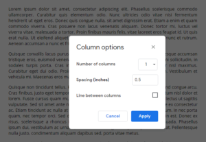 Split a Document into Columns in Google Docs