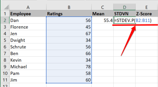 How to Calculate Z-Score in Excel