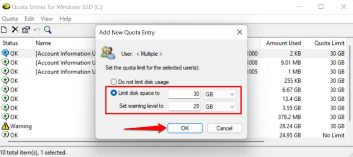 How to Set Disk Quotas for Users in Windows 11