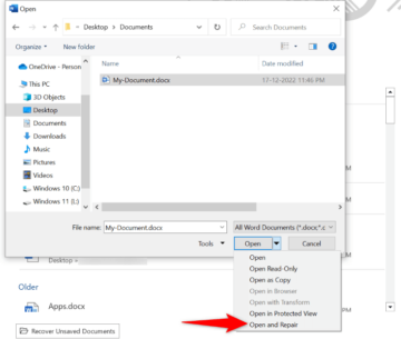 How to Fix “Word experienced an error trying to open the file”