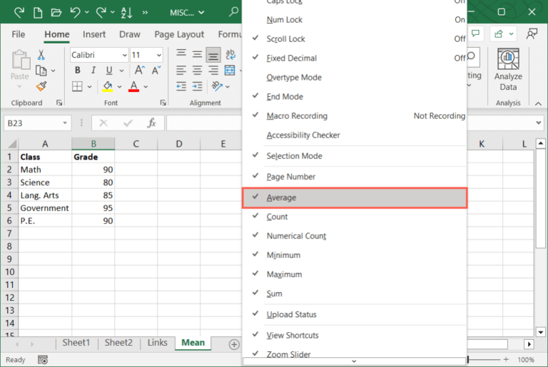 How to Find and Calculate Mean in Microsoft Excel