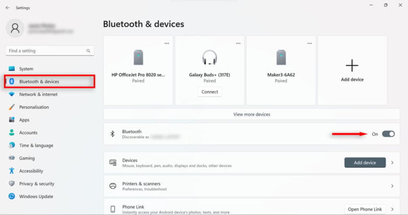 How to Turn On Bluetooth in Windows 11