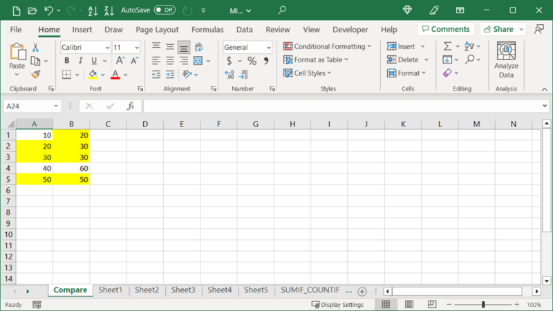 How to Compare Two Columns in Microsoft Excel