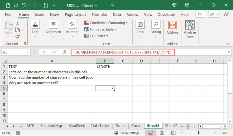 How to Count Characters in Microsoft Excel Cells
