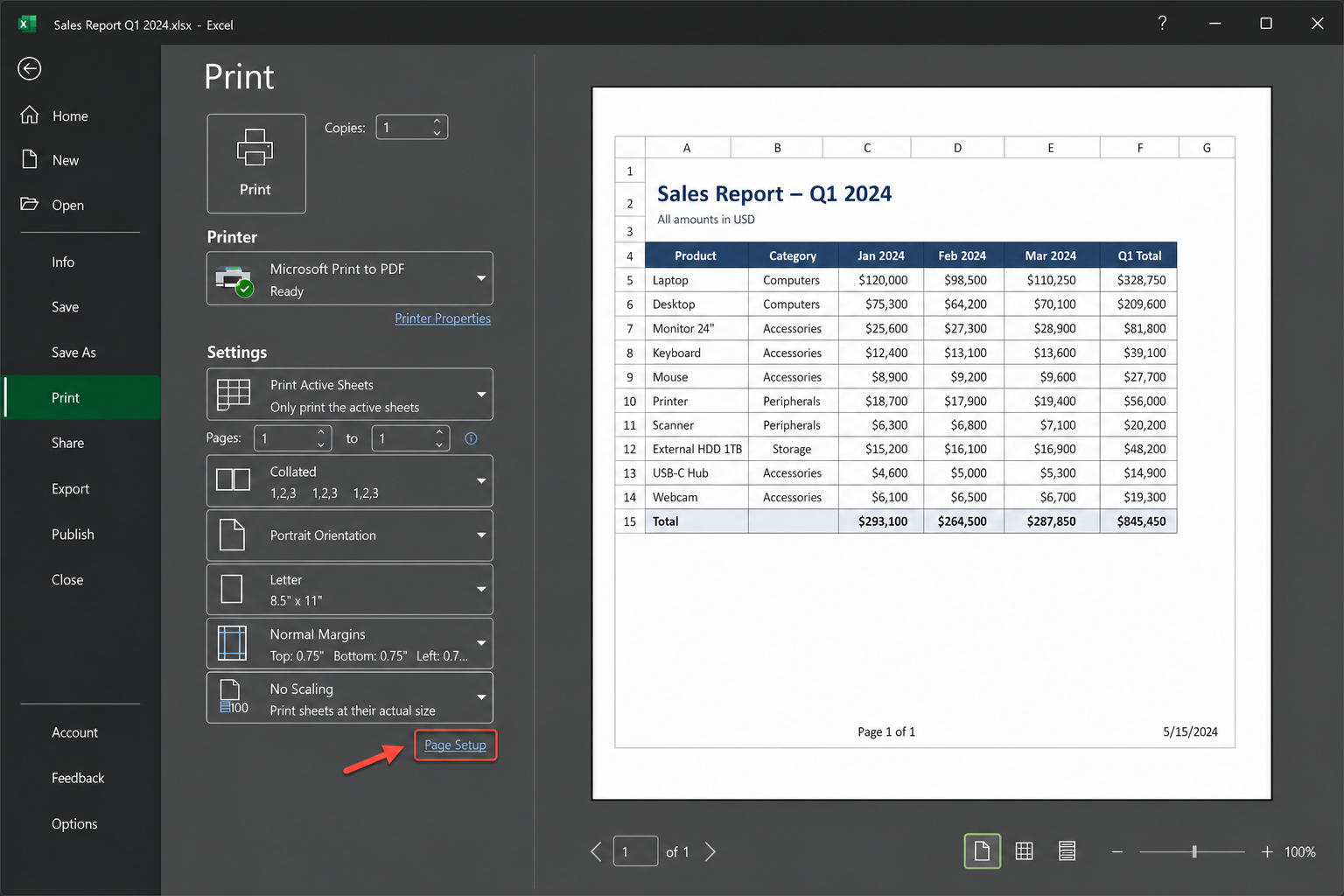 How to Center a Worksheet on a Page When Printing in Excel